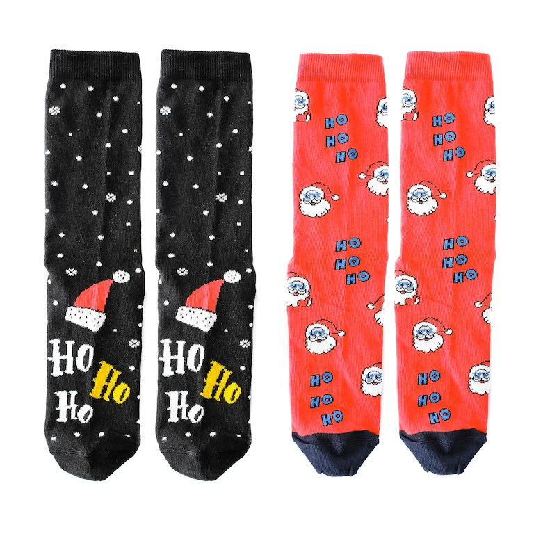 KOLY SOCKS Set novogodišnjih čarapa za žene 2/1 crno-crveni