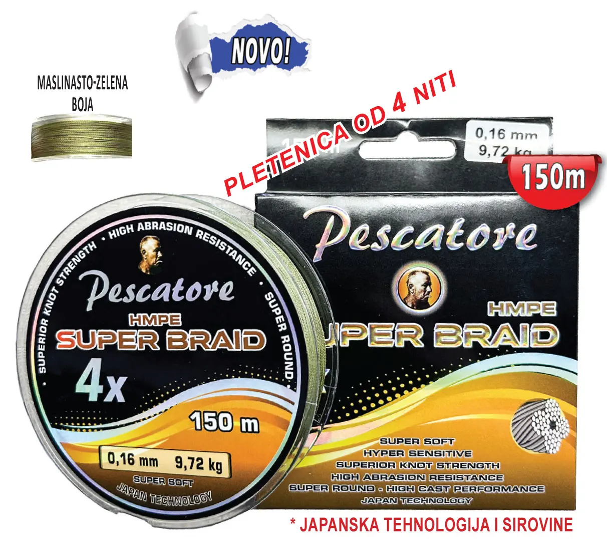 Pescatore Najlon Super Braid HMPE 4X, 150 m, 20mm