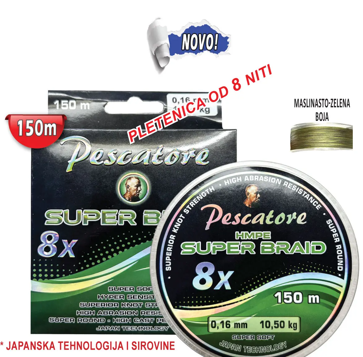 Pescatore Najlon Super Braid HMPE 8X, 150 m, 23mm