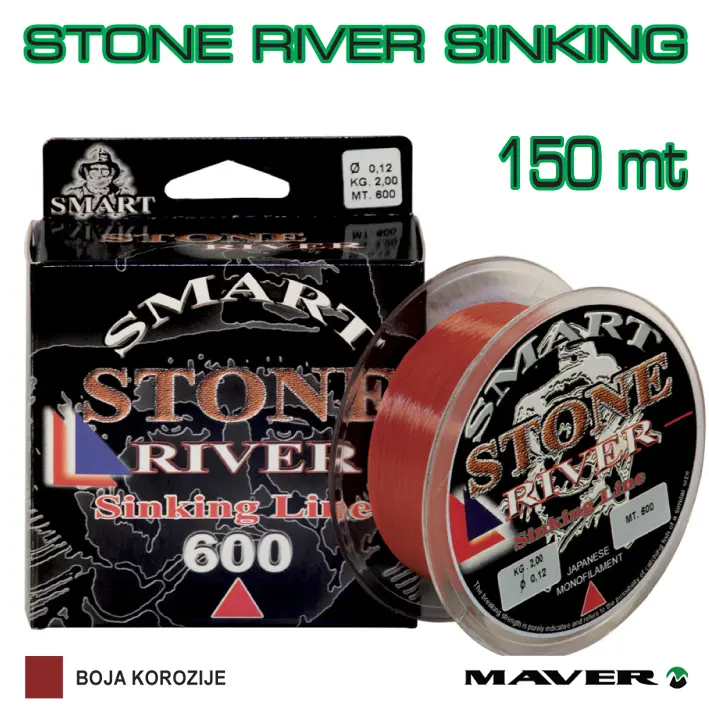 Maver Najlon Stone River Sinking, BRaon crvena boja, Kalem 150m