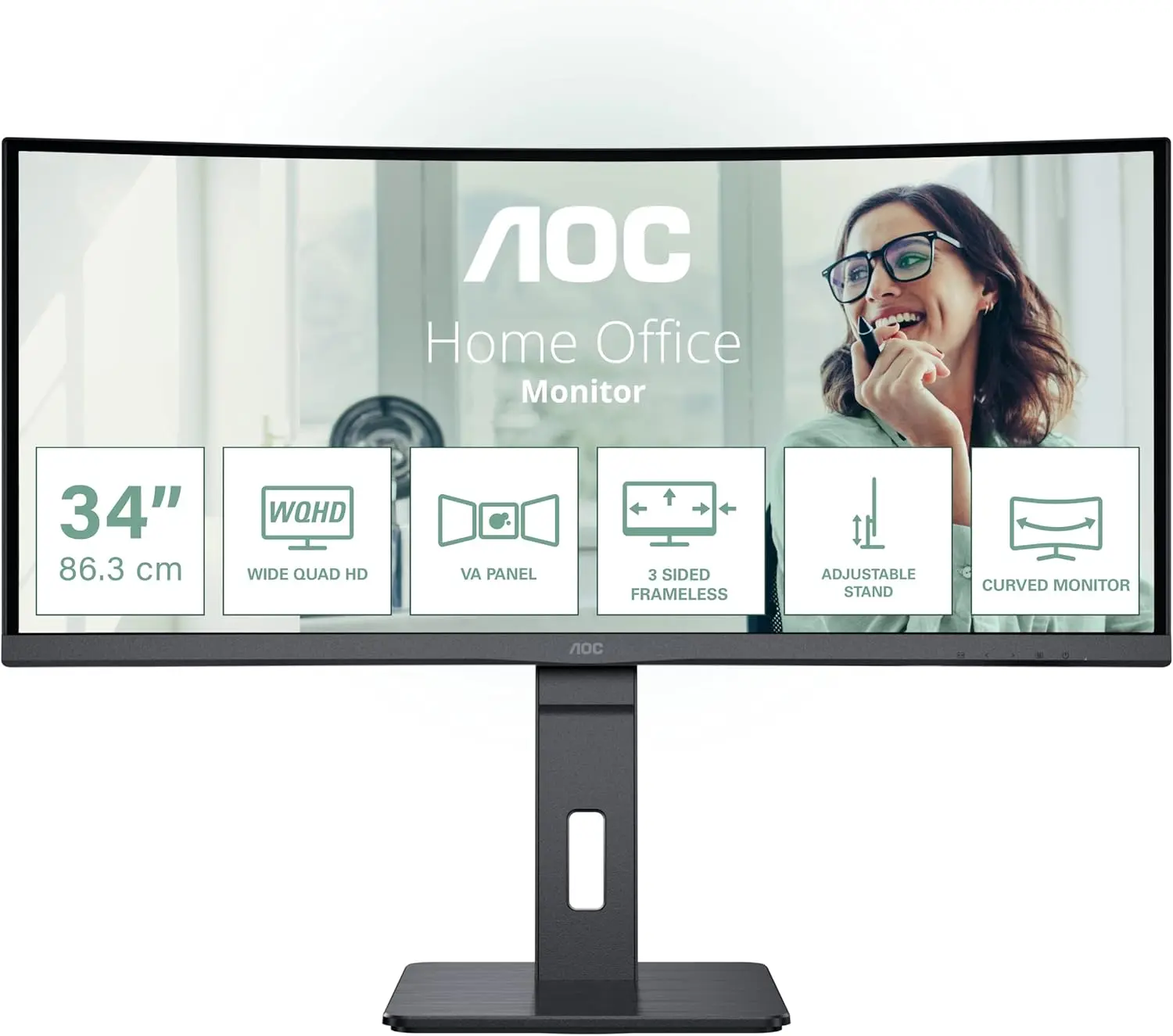 Gejming monitor AOC CU34P3CV 34"/VA,21:9,zakrivljen/3440x1440/100Hz/1ms MPRT/HDMI,DP,USB/visina/VESA/crna