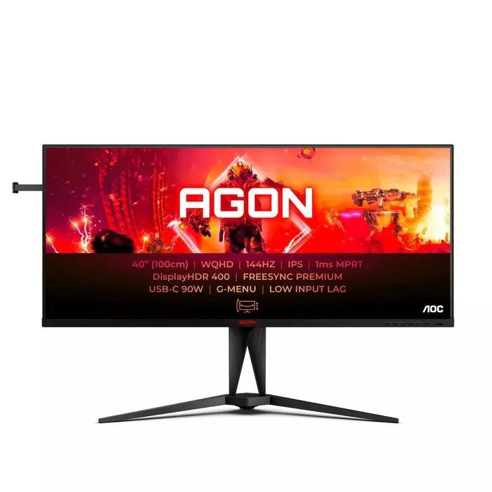 Gejming monitor AOC AG405UXC 40"/IPS,21:9/3440x1440/144Hz/1ms MPRT/HDMIx2,DP,USB/Freesync/visina/VESA/crna