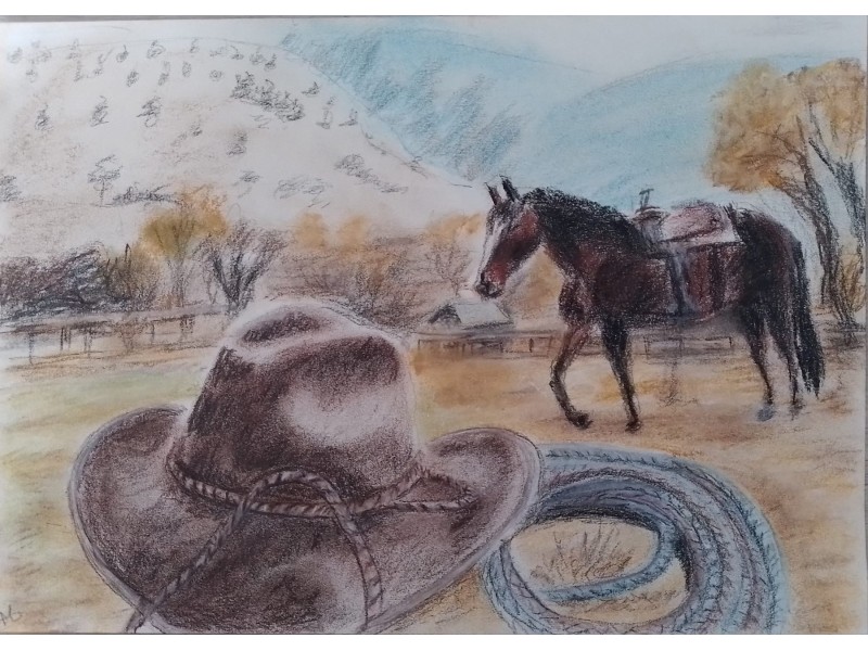 Old West, pastel, A4