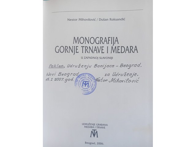 Monografija Trnava - Medari Zapadna Slavonija