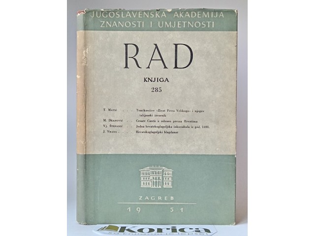 RAD JAZU Knjiga 285 (1951)