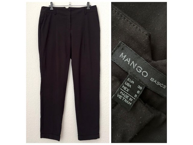 MANGO Basics crne pantalone 38