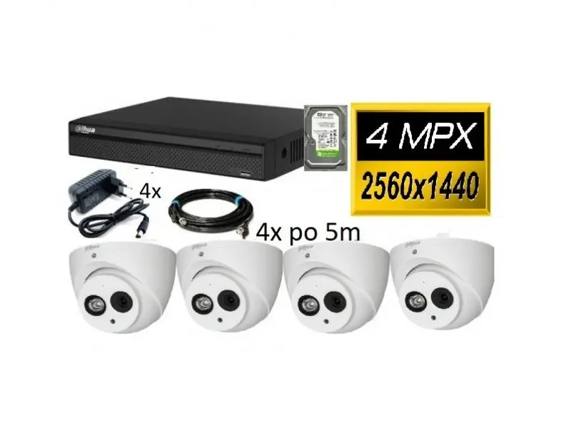 DAHUA Set 4 kamere AUDIO 4 mpx + DVR FULL HD 2TB