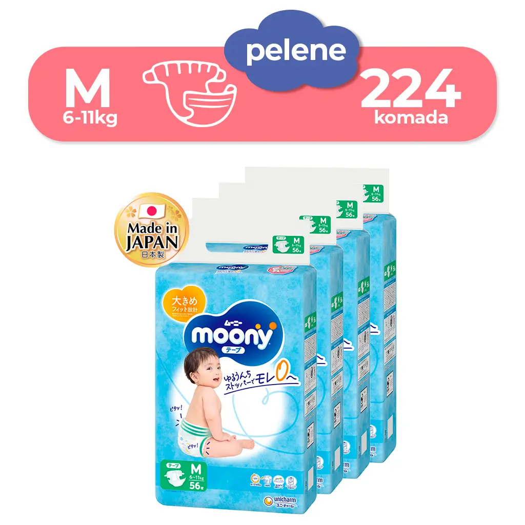 Moony Airfit Pelene M, 6-11kg, 224 komada