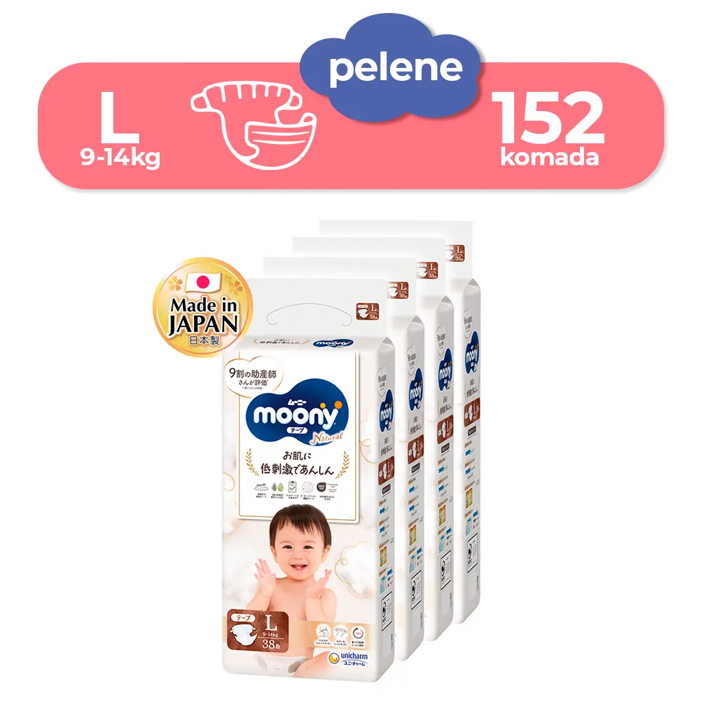 Moony Natural Pelene L, 9-14kg, 152 komada