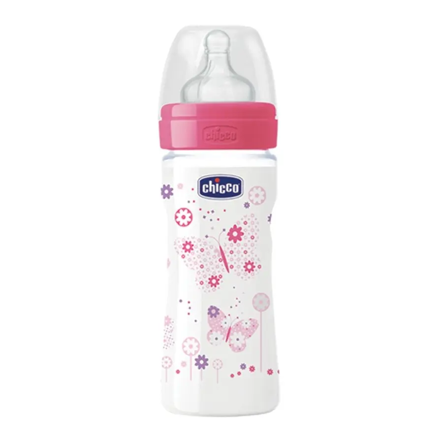 CHICCO Plastična flaša roze 250ml silikonska duda