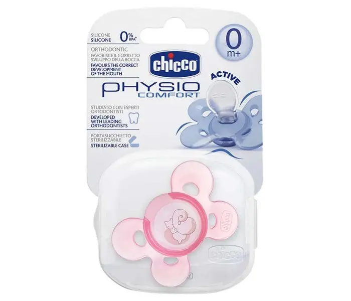 Chicco Varalica fizio silikon 0-6m 1/1 0%bpa-roze udobnost, roze