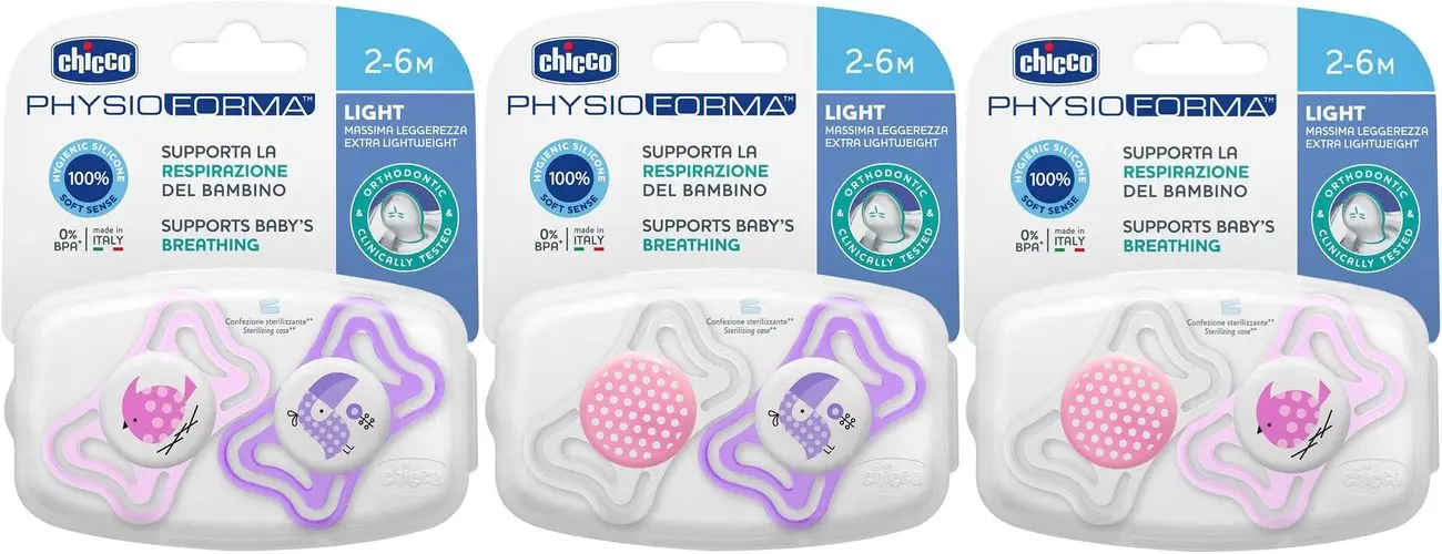 Chicco duda fizio lagana silikon 2/1 2-6m+ 0%bpa-roza, ljubičasta