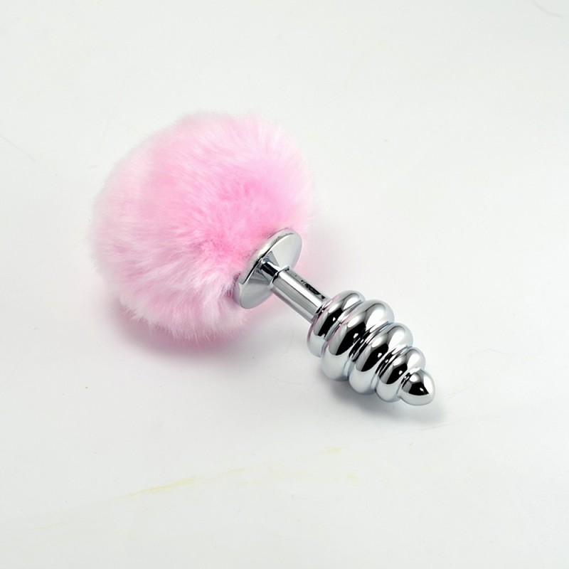 Spiral Pompon Metal Plug Pink Lvtoy00696