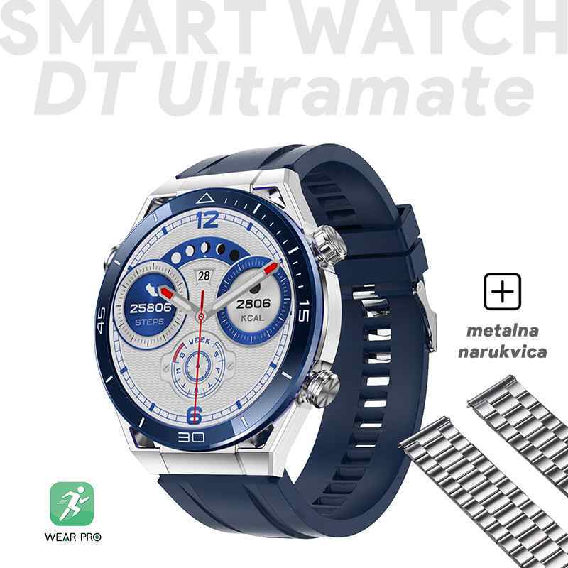 Smart Watch DT Ultramate plavi metalna+silikon narukvica