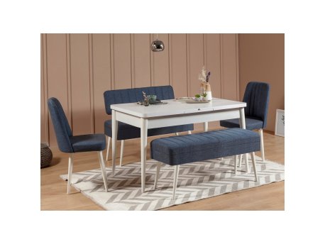 HANAH HOME Trpezarijski set Vina 1048 4 WhiteDark Blue