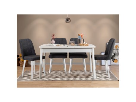 HANAH HOME Trpezarijski sto i stolice Santiago White Anthracite V2