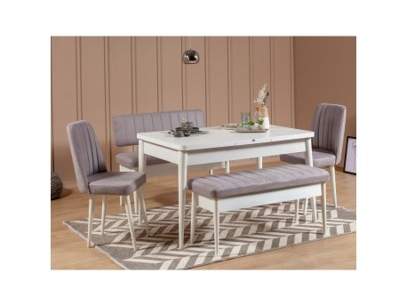 HANAH HOME Trpezarijski set Vina White Soho Grey