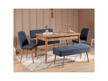 HANAH HOME Trpezarijski set Vina 1048 4 AtlanticDark Blue