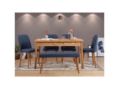 HANAH HOME Trpezarijski sto i stolice Santiago Atlantic Dark Blue