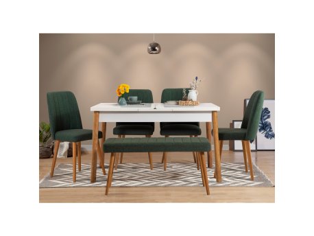 HANAH HOME Trpezarijski sto i stolice Santiago Atlantic White Green