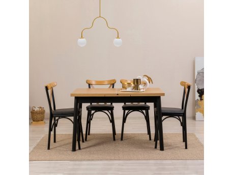 HANAH HOME Trpezarijski sto i stolice Oliver Acl Karina-Black