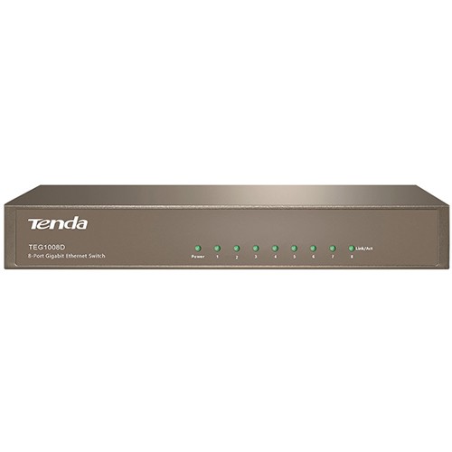 Tenda 8-Port LAN 10/100/1000M Switch Base-T Ethernet ports, auto MDI/MDIX | TEG1008D