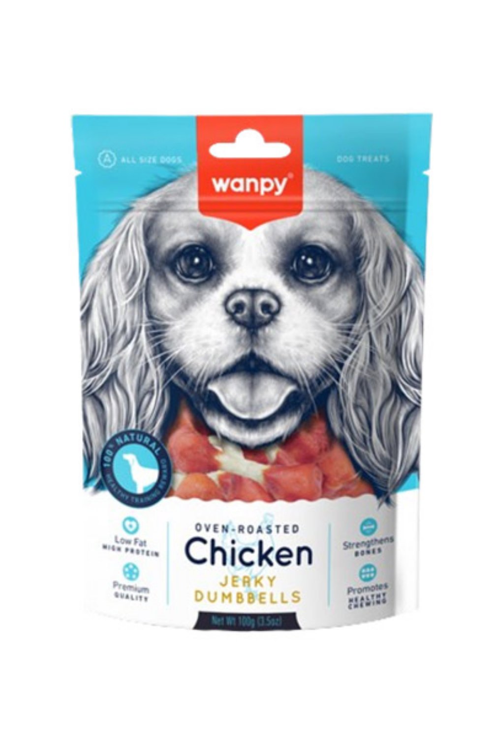 WANPY CHICKEN JERKY DUMBBELLS 100G