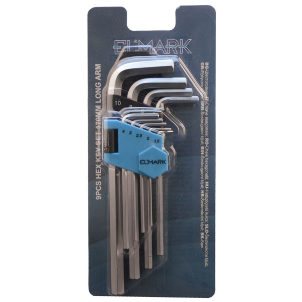 9PCS HEX KEY SET, LONG ARM