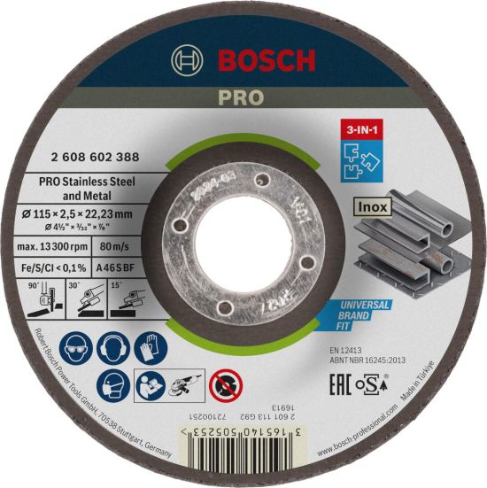 Bosch PRO Stainless Steel and Metal 3-u-1 ploča 115x2.5 mm A 46 S BF oSa izvijena (2608602388)
