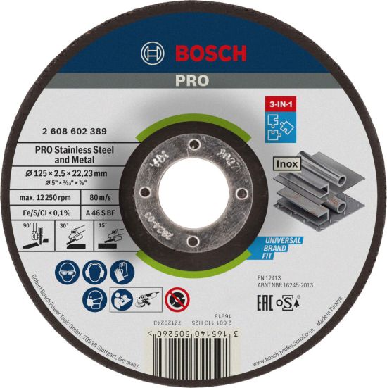 Bosch PRO Stainless Steel and Metal 3-u-1 ploča 125x2.5 mm A 46 S BF oSa izvijena (2608602389)