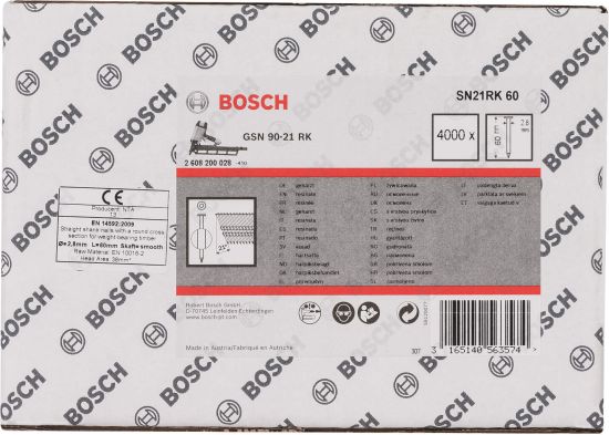 Bosch ekser sa prugama okrugla glava SN21RK 60 2,8 mm, 60 mm, čista, glatka - 2608200028