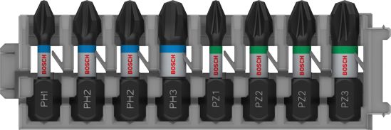 Bosch PRO Impact mešani bitovi PH1; PH2(x2); PH3; PZ1; PZ2(x2); PZ3, dužina 25 mm 8/1 (2608522323)