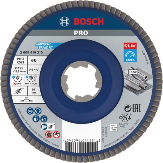 Bosch PRO X571 X-LOCK flap disk 125 mm G60 ravni T27 plastika oSa (2608619210)