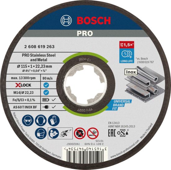 Bosch PRO Stainless Steel and Metal X-LOCK rezna ploča 115x1 mm AS 60 T INOX BF oSa ravna (2608619263)