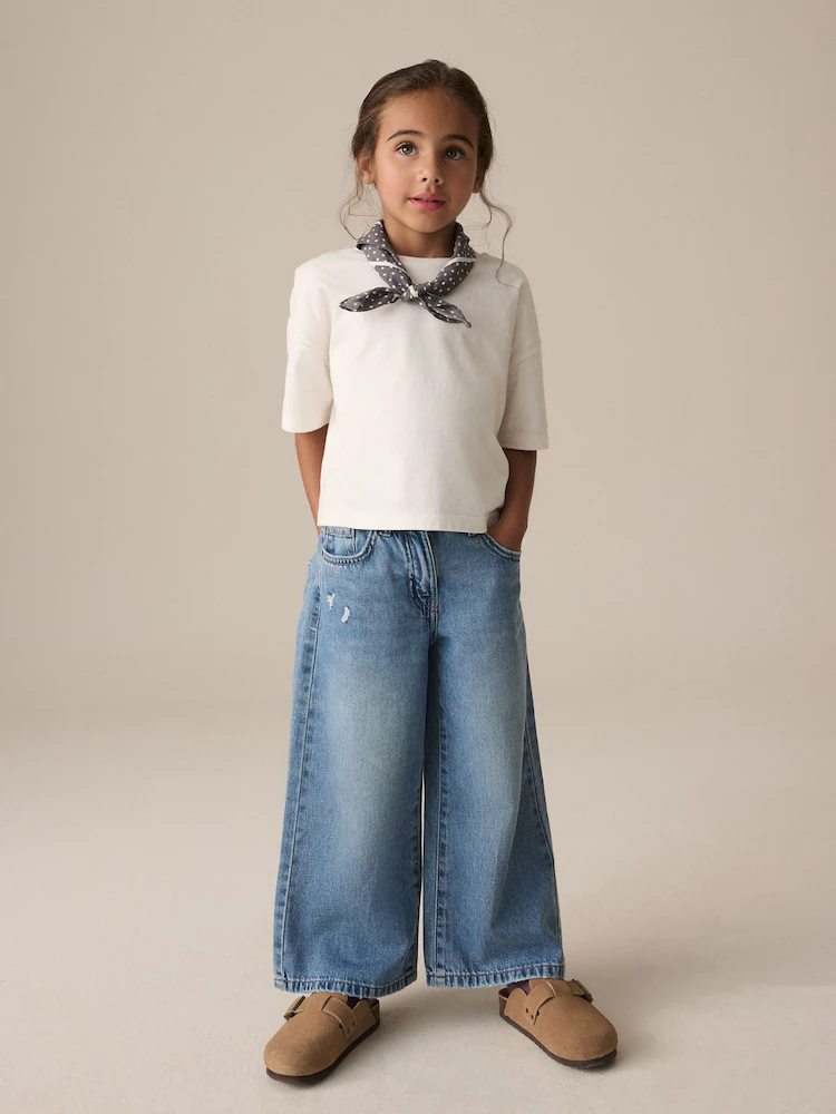 Denim Wide Leg 100% Cotton Jeans (6-16yrs)