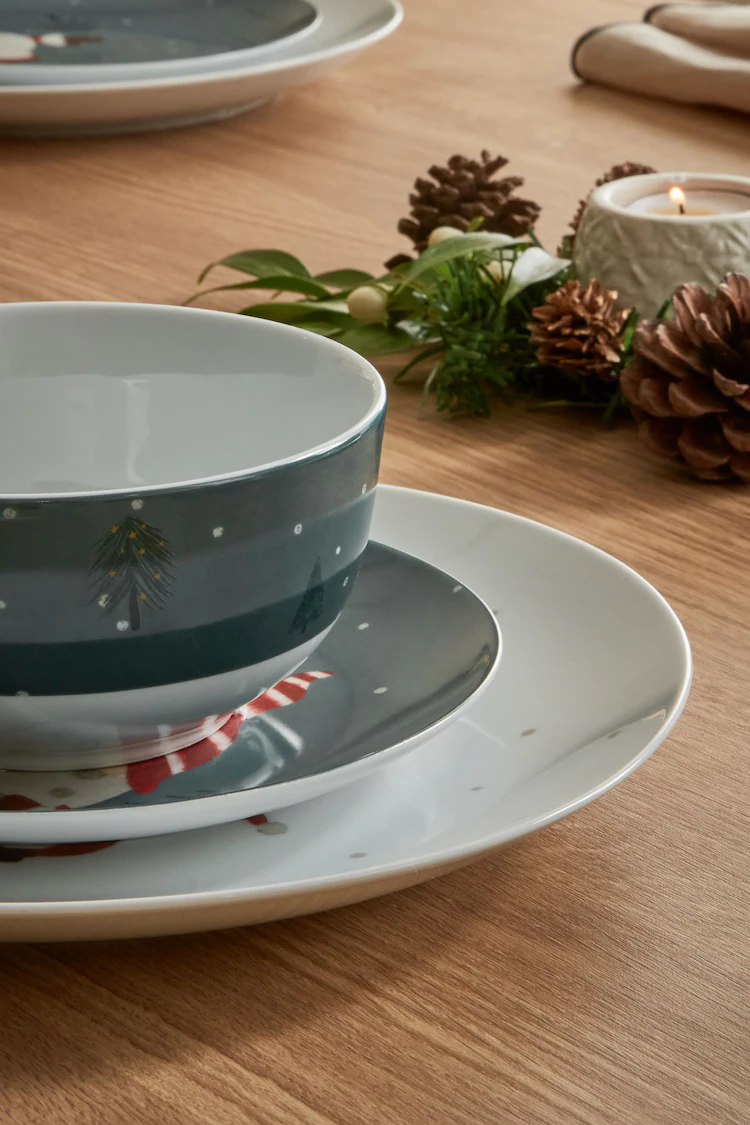 12 Piece Teal Green Gonk Dinner Set