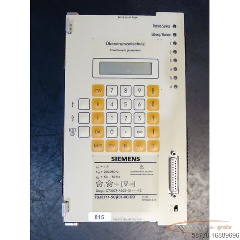 Siemens komponente
Siemens 7SJ5111-5CA01-0C / DD Überstromzeitschutz