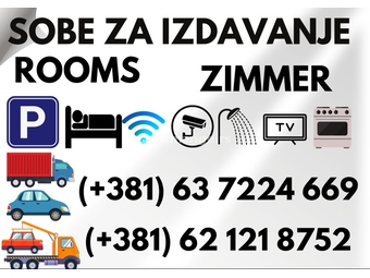 IZDAJEM SOBE ZA fizička i pravna lica, grupe radnika, ŠABAC 063 7224 669