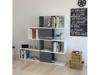 HANAH HOME Polica za knjige Karlin White Anthracite