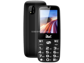 MeanIT Mobilni telefon, 2,4" ekran, Dual SIM, BT, SOS dugme - SENIOR 15, Crni