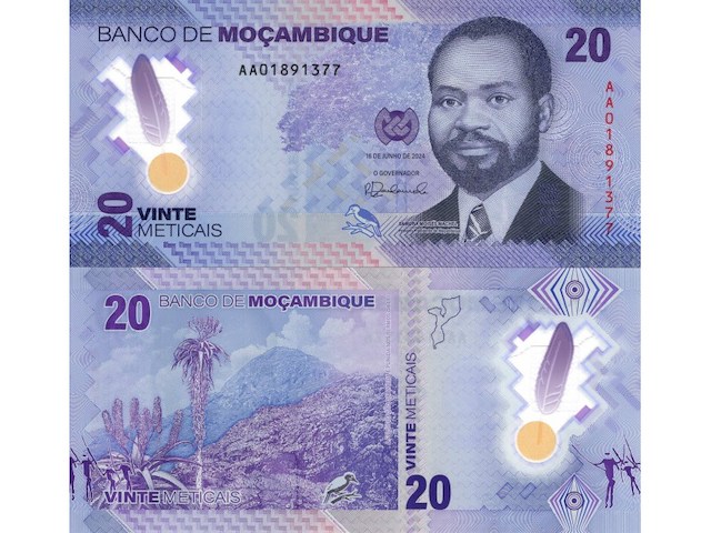 Mozambik MOZAMBIQUE 20 Meticais 2024 UNC, P-155 Polymer