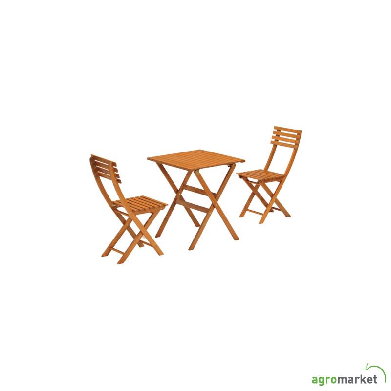 Bistro set sto + 2 stolice – drveni