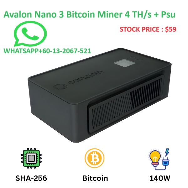 Avalon Nano 3 Bitcoin miner 4TH + psu $59