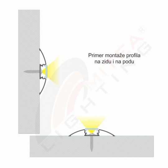 MA608-C Aluminijumski profil za LED trake crni podni set sa difuzorom 52x8x2000mm Mitea Lighting