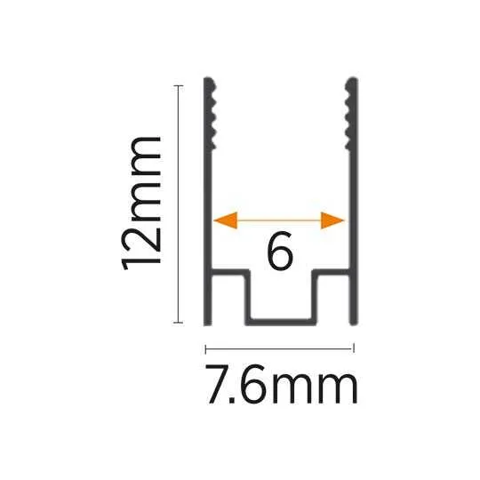 M76-C CRNI Aluminijumski profil za NEON LED trake 7 6×12 1x2000mm set bez difuzora Mitea Lighting