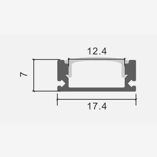 M509 Aluminijumski profil za LED trake nadgradni set sa difuzerom 2000×17 4x7mm Mitea Lighting