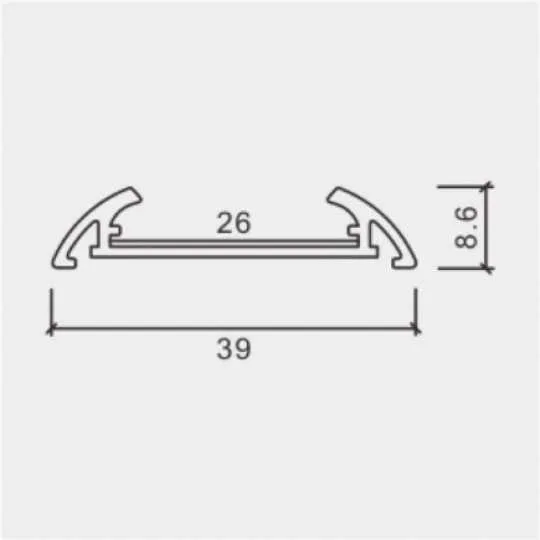 MA620-C CRNI Aluminijumski profil za LED trake set sa difuzorom 39×8 6x2000mm Mitea Lighting