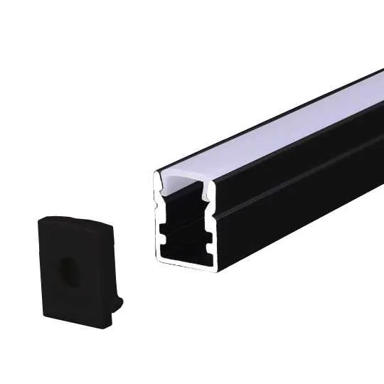 MA624-C crni Aluminijumski profil za LED trake nadgradni 2000x10x13mm set sa difuzerom Mitea Lighting