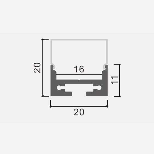 MA623 Aluminijumski profil za LED trake nadgradni set sa difuzerom 2000x20x11mm M623 Mitea Lighting