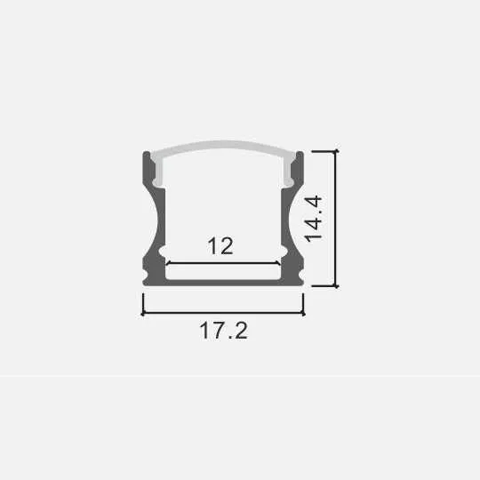 MA613-C CRNI Aluminijumski profil za LED trake nadgradni set sa difuzerom 2000×17 2×15 5mm Mitea Lighting